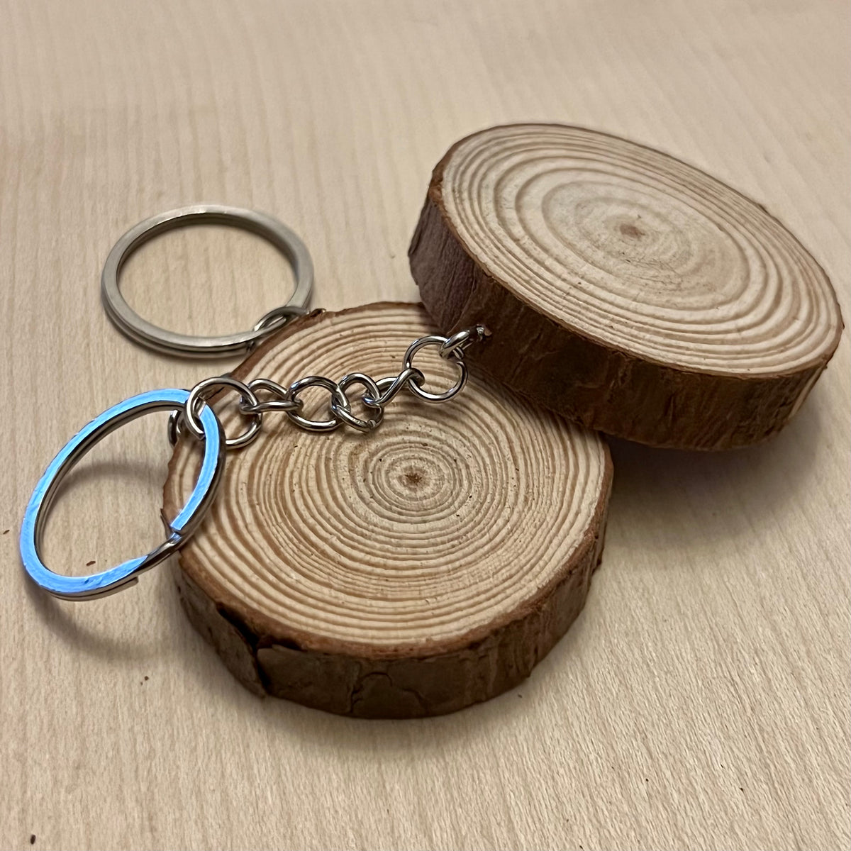 Blank wood slice keychain w/ hardware – LaserBeast Lab