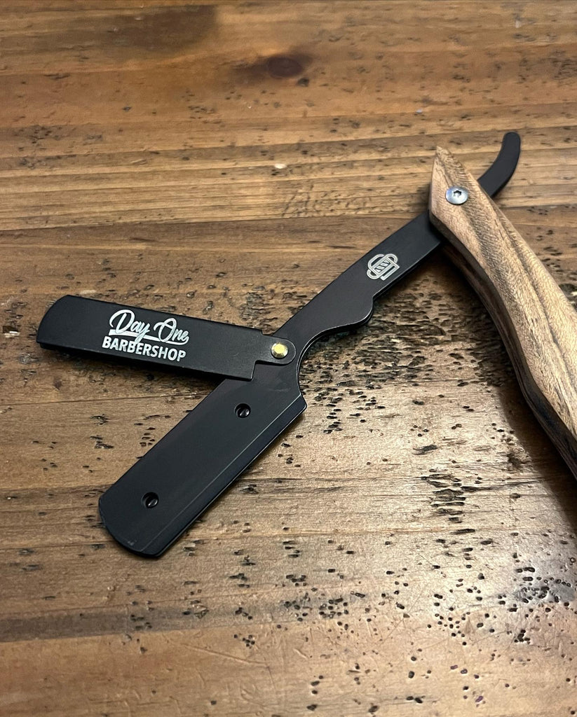 Blank black straight razor with wood handle – LaserBeast Lab