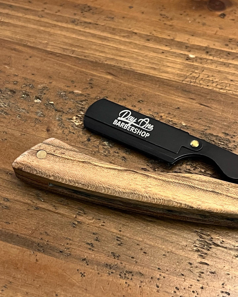 Blank black straight razor with wood handle – LaserBeast Lab
