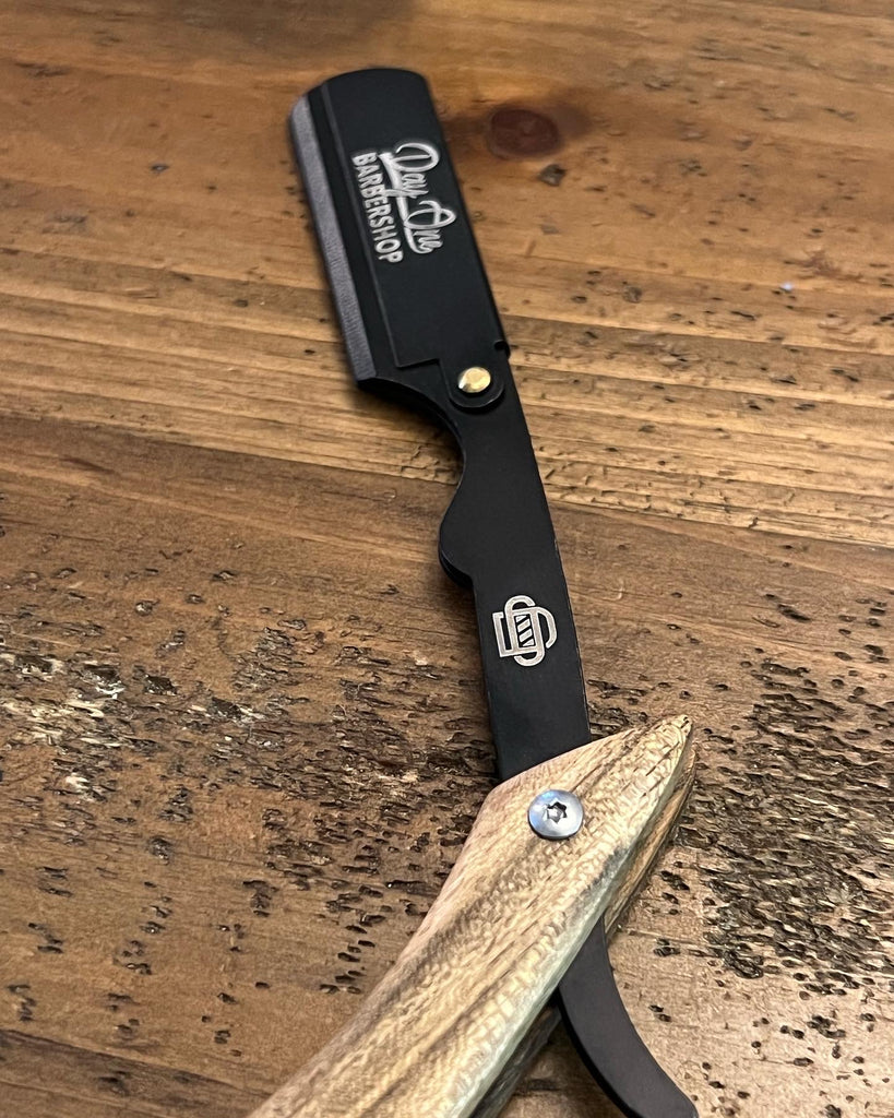 Blank black straight razor with wood handle – LaserBeast Lab